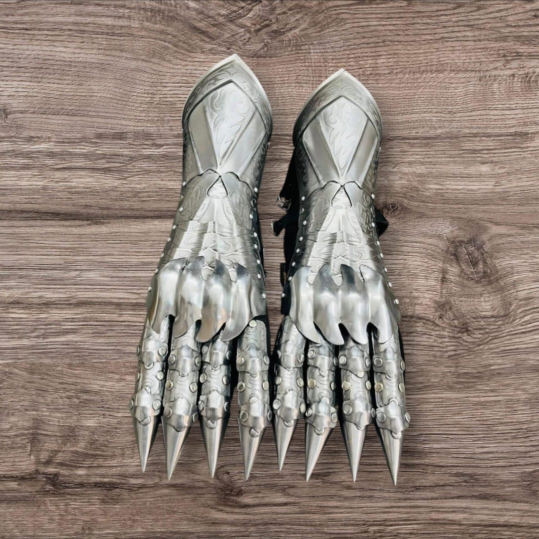 A Medieval Knight Viking Gloves Steel Warrior Fantasy Cosplay Handmade ...