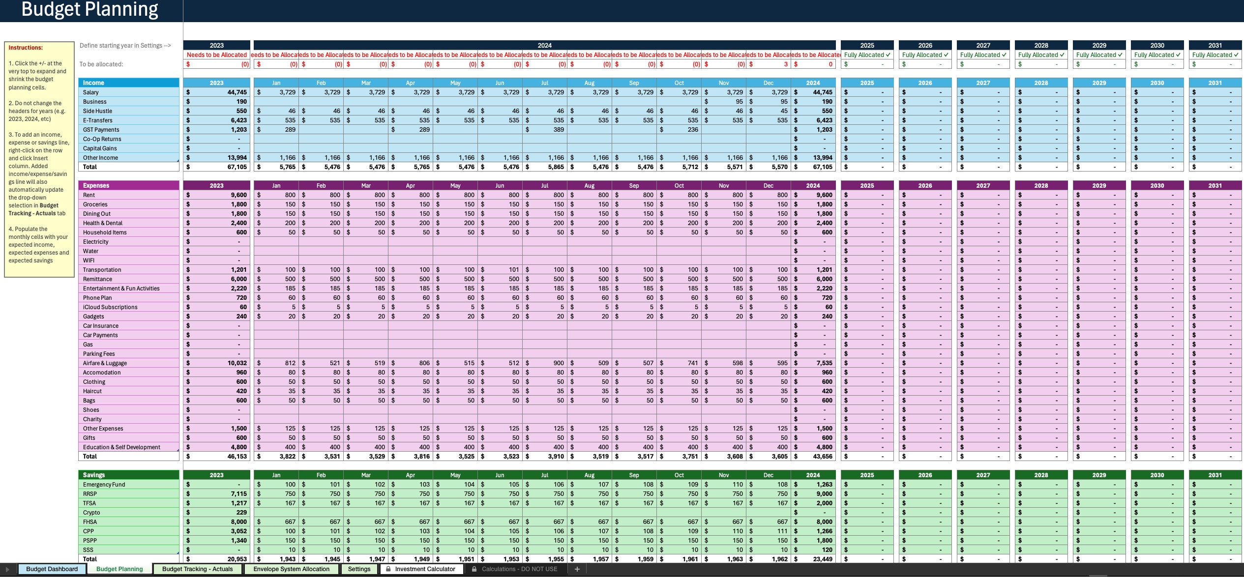 Ultimate Excel Personal Budget - Etsy