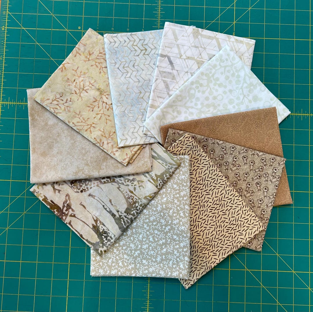 Quilting Fabric Bundle in Assortment of Beige Fabrics, 18” X 22” Fat ...