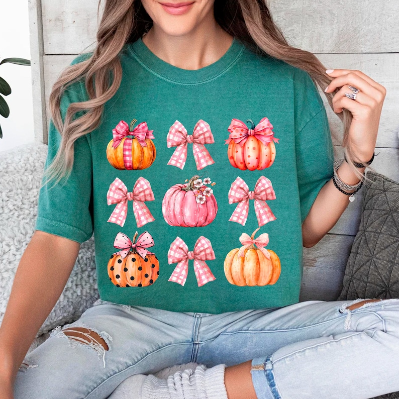 Comfort Colors® Coquette Pumpkins T-shirt, Pink Bow Coquette Shirt ...