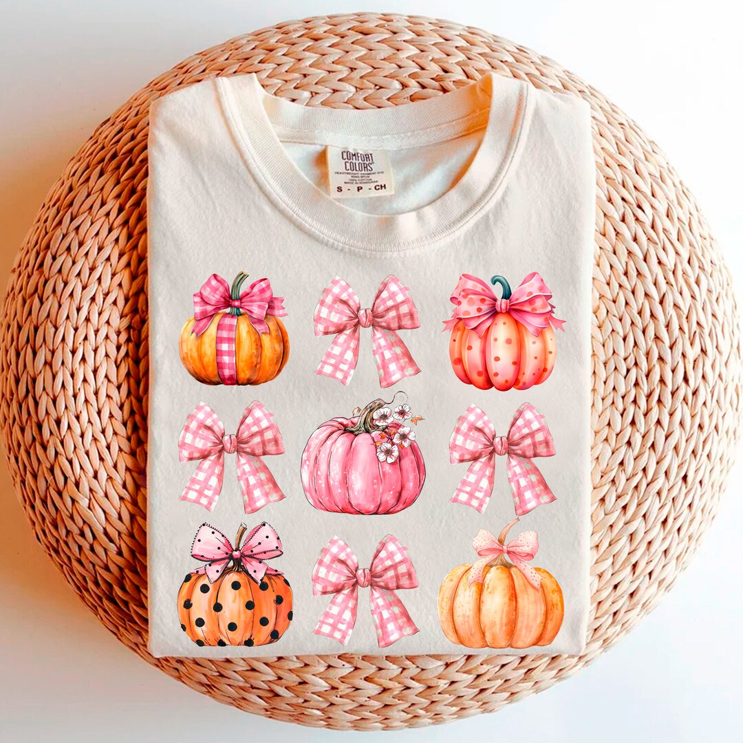 Comfort Colors® Coquette Pumpkins T-shirt, Pink Bow Coquette Shirt ...