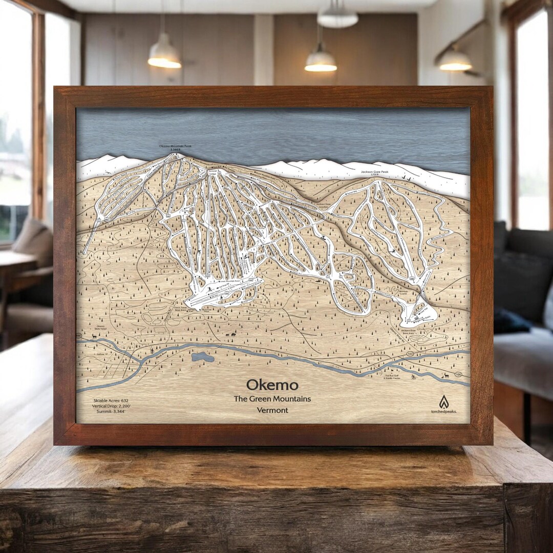 Okemo Mountain, Vermont Ski Resort Map Art | Custom Ski Trail Map ...