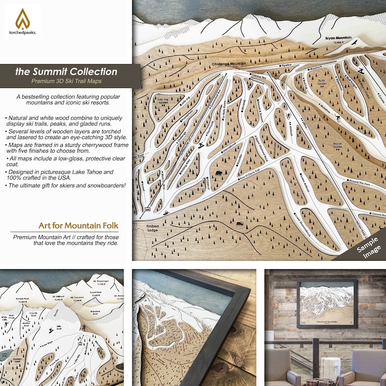 3D Mt Rose, NV Ski Resort Trail Map Custom Ski Map, Ski Slope Map Art ...