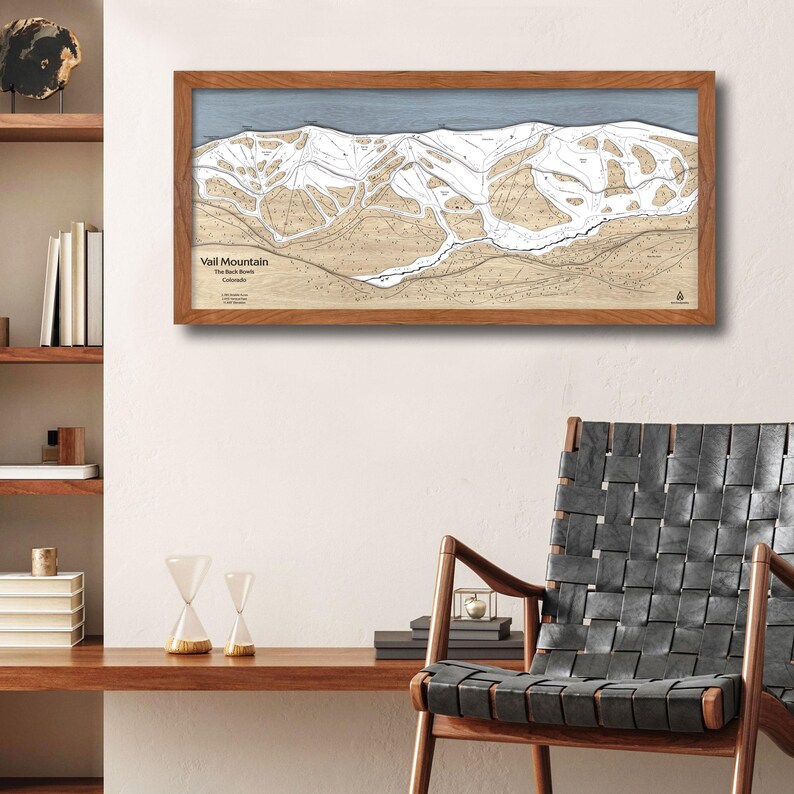 Vail Colorado (back Bowls) Ski Map Art | Wooden Vail Mountain Ski Trail ...