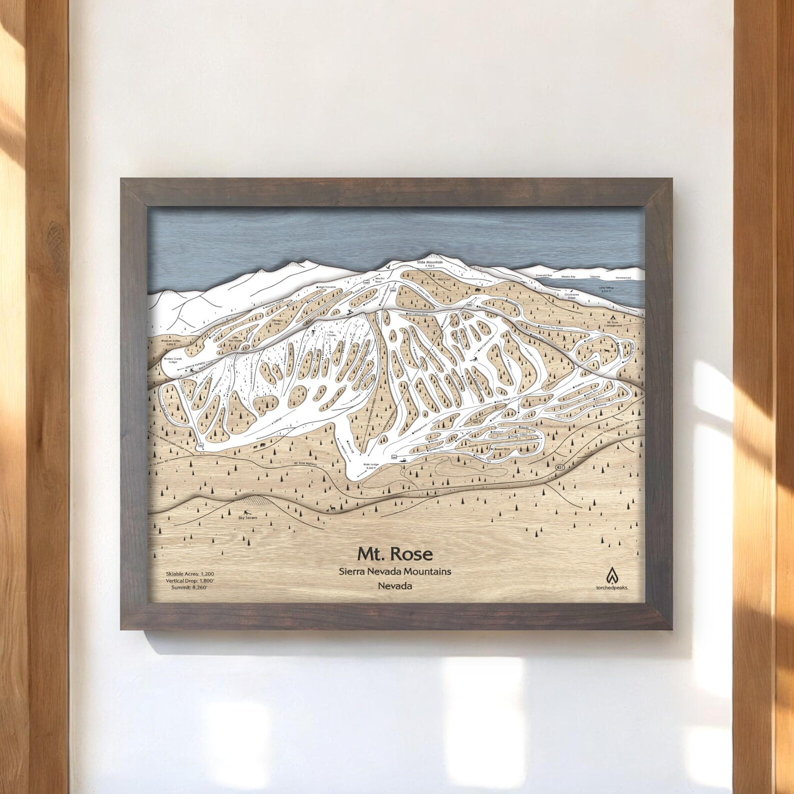 3D Mt Rose, NV Ski Resort Trail Map Custom Ski Map, Ski Slope Map Art ...
