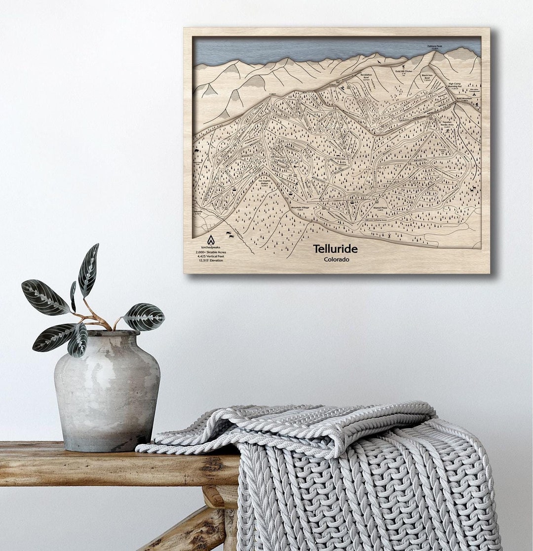3D Telluride Ski Trail Map Wooden Telluride Colorado Ski Resort Map ...