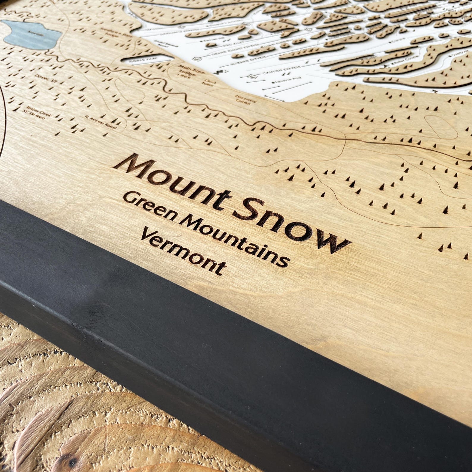 3D Mount Snow, VT Ski Trail Map Art Custom Wood Ski Map, Ski Decor, Ski ...