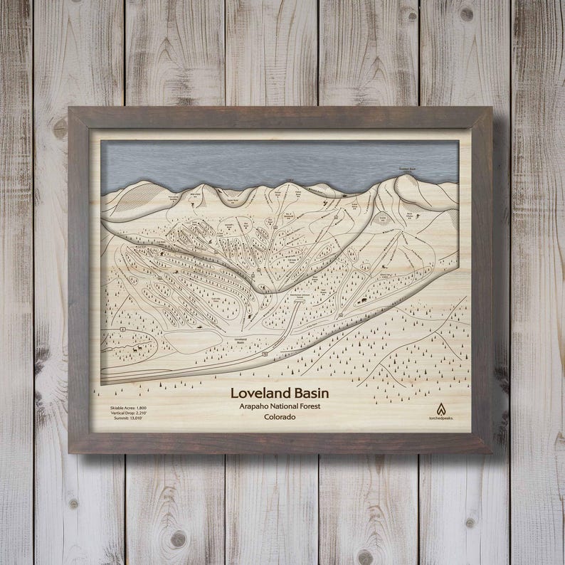Loveland, Colorado Ski Resort Map Art | Wooden Ski Wall Art, Skiing ...