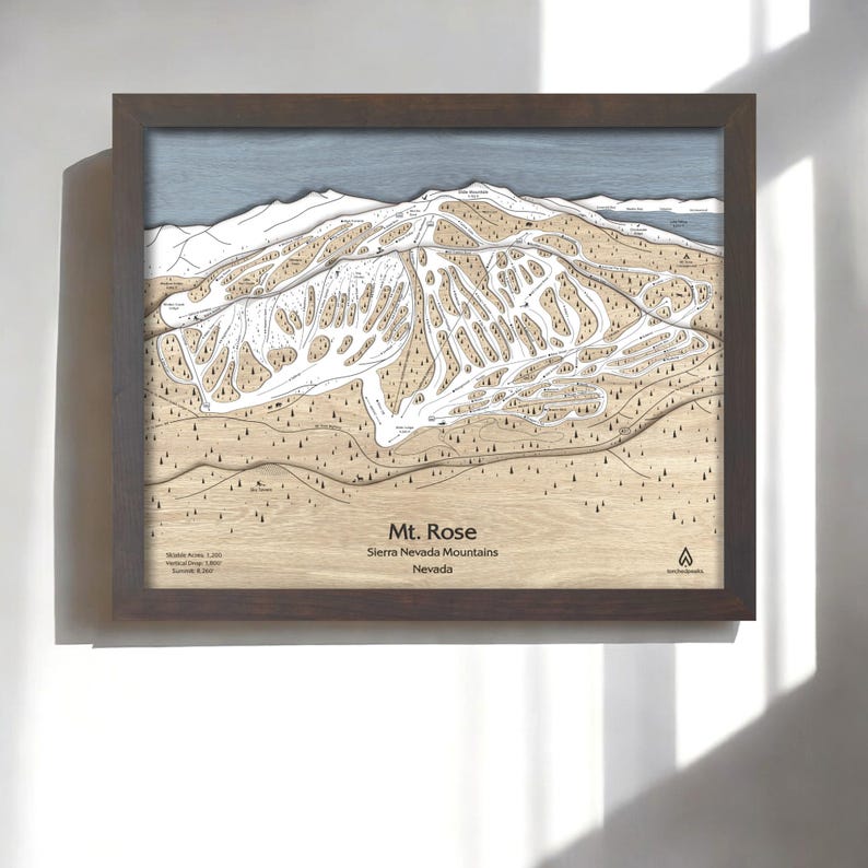 3D Mt Rose, NV Ski Resort Trail Map Custom Ski Map, Ski Slope Map Art ...