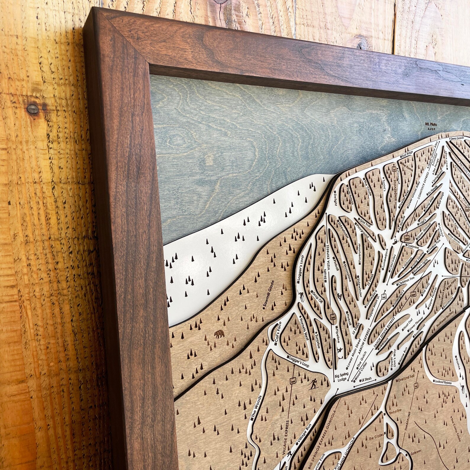 3D Mount Snow, VT Ski Trail Map Art Custom Wood Ski Map, Ski Decor, Ski ...