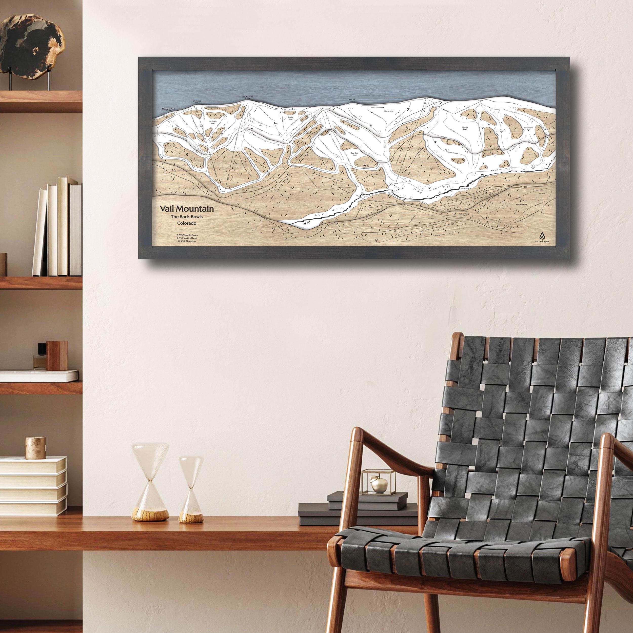 Vail Colorado (back Bowls) Ski Map Art | Wooden Vail Mountain Ski Trail ...