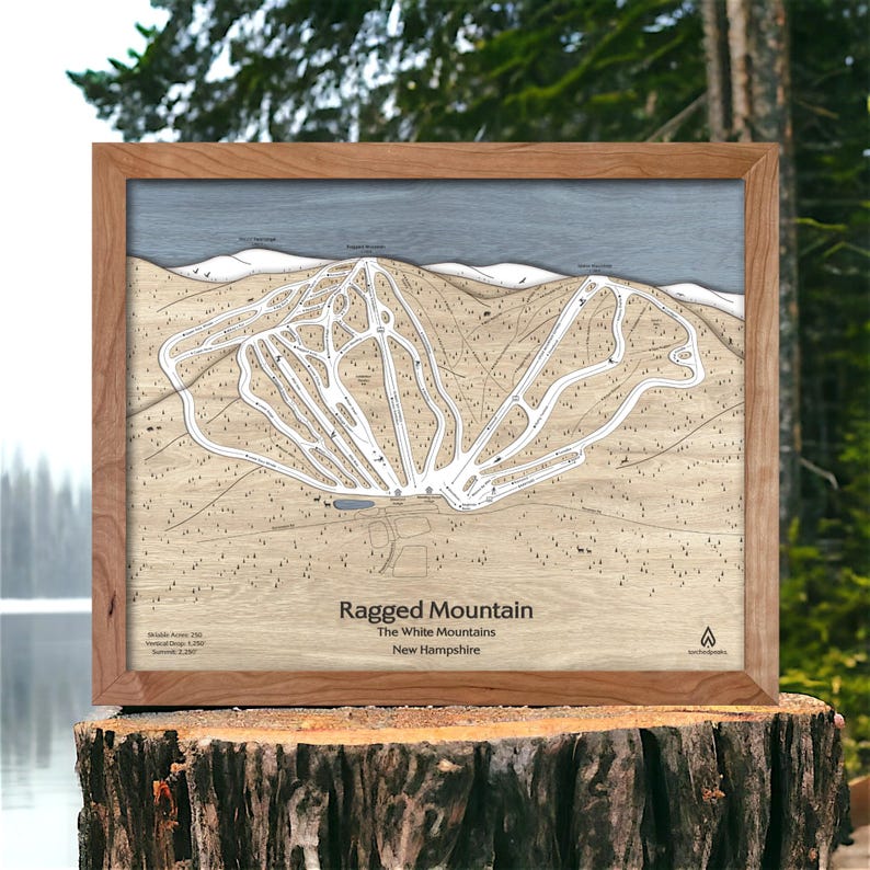 Ragged Mountain Ski Trail Map | Custom Wood Ski Map, Ski Decor, Ski ...