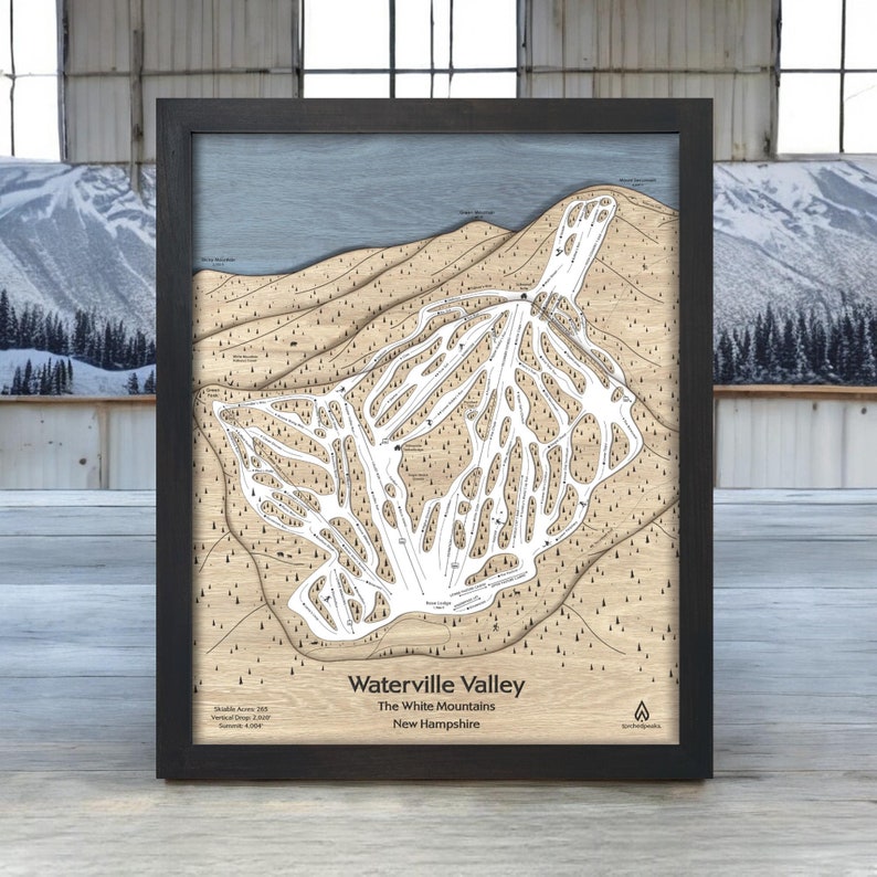 Waterville Valley, NH Ski Trail Map | Custom Wood Ski Map, Ski Decor ...