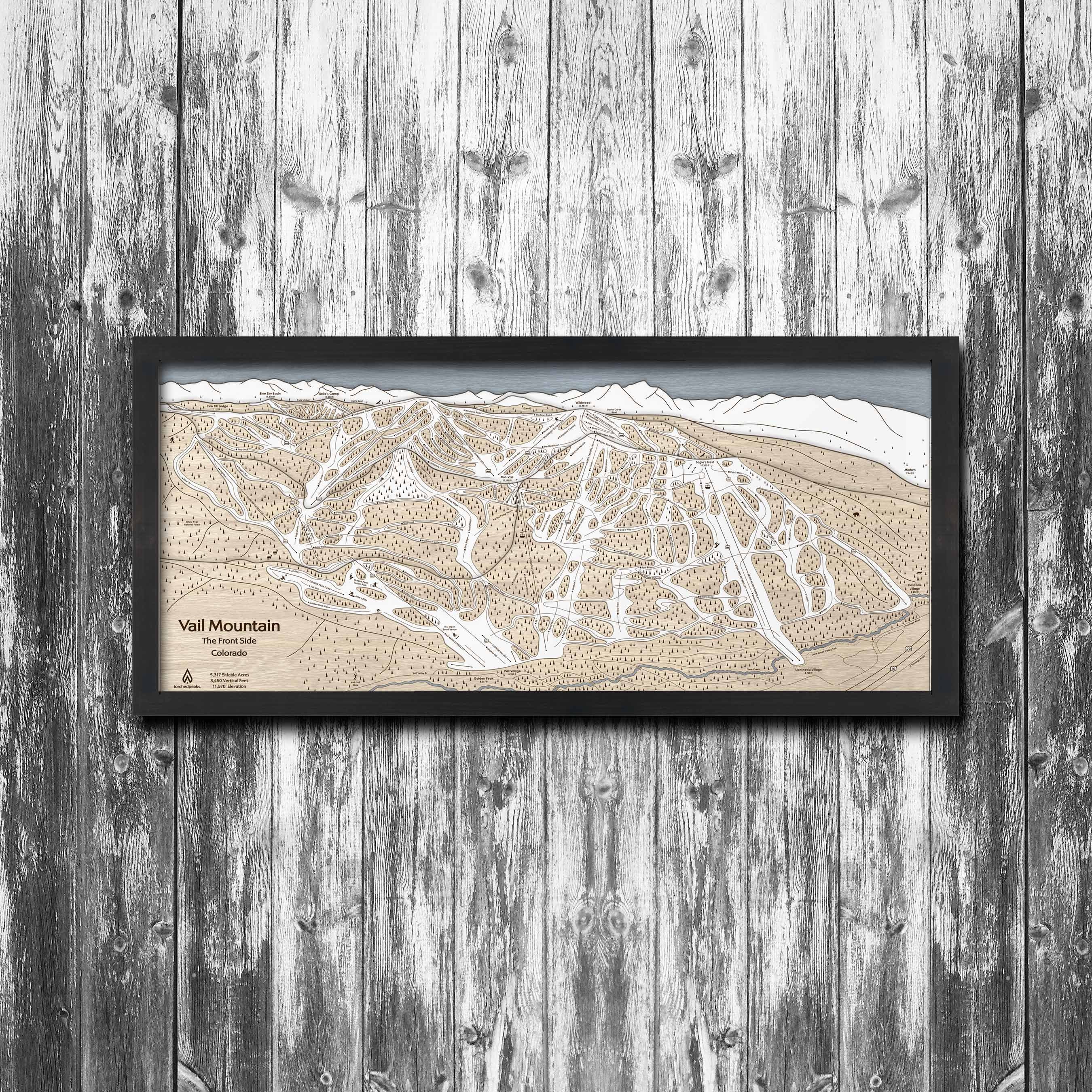 3D Vail, CO Ski Trail Map Art Wooden Vail Colorado Ski Slope Art ...