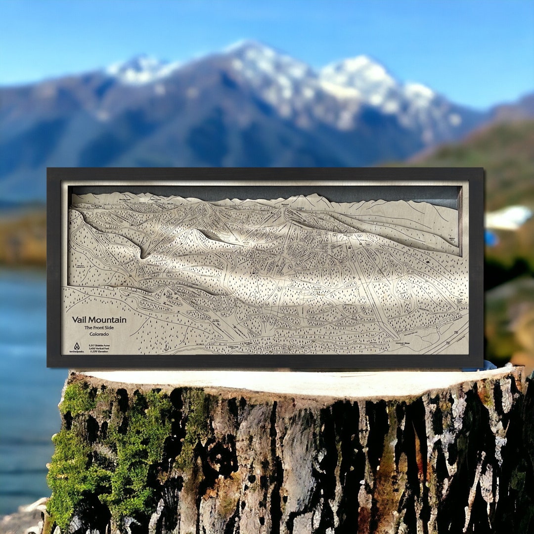 Vail, CO Ski Trail Map Art | 32" X 16" Wood Mountain Art, Ski House ...