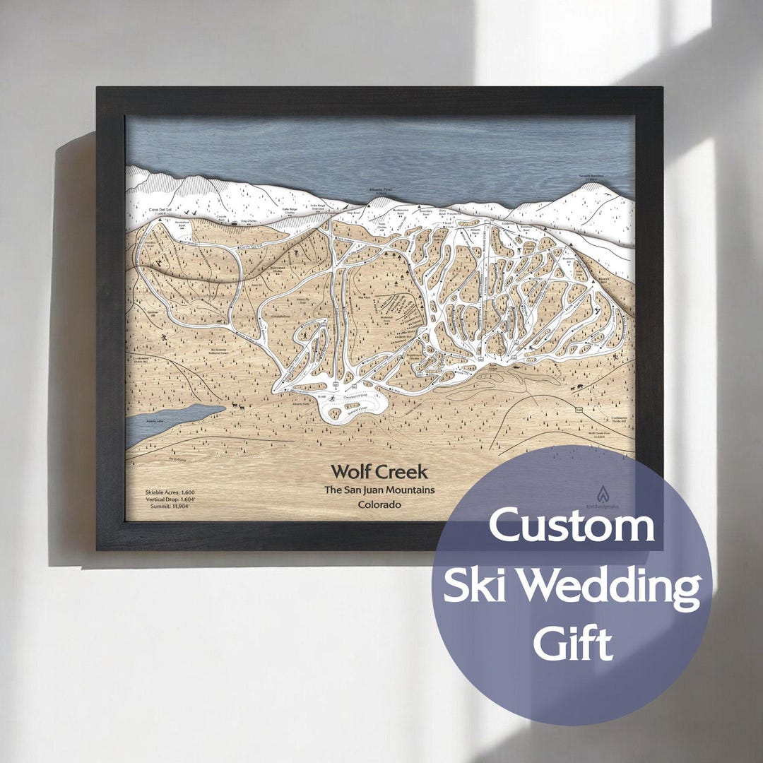 Ski Wedding Gift - Personalized Ski Resort Trail Map Art, Custom ...
