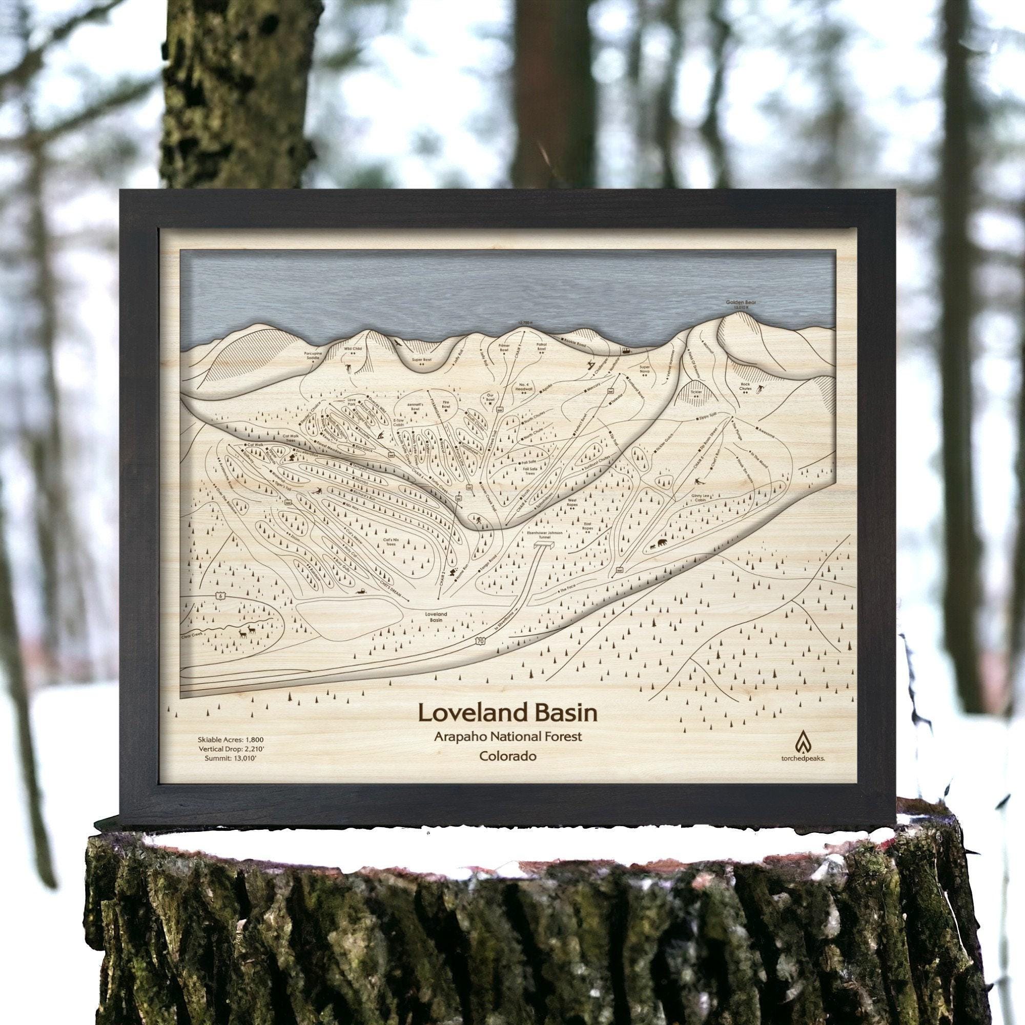 Loveland, Colorado Ski Resort Map Art | Wooden Ski Wall Art, Skiing ...