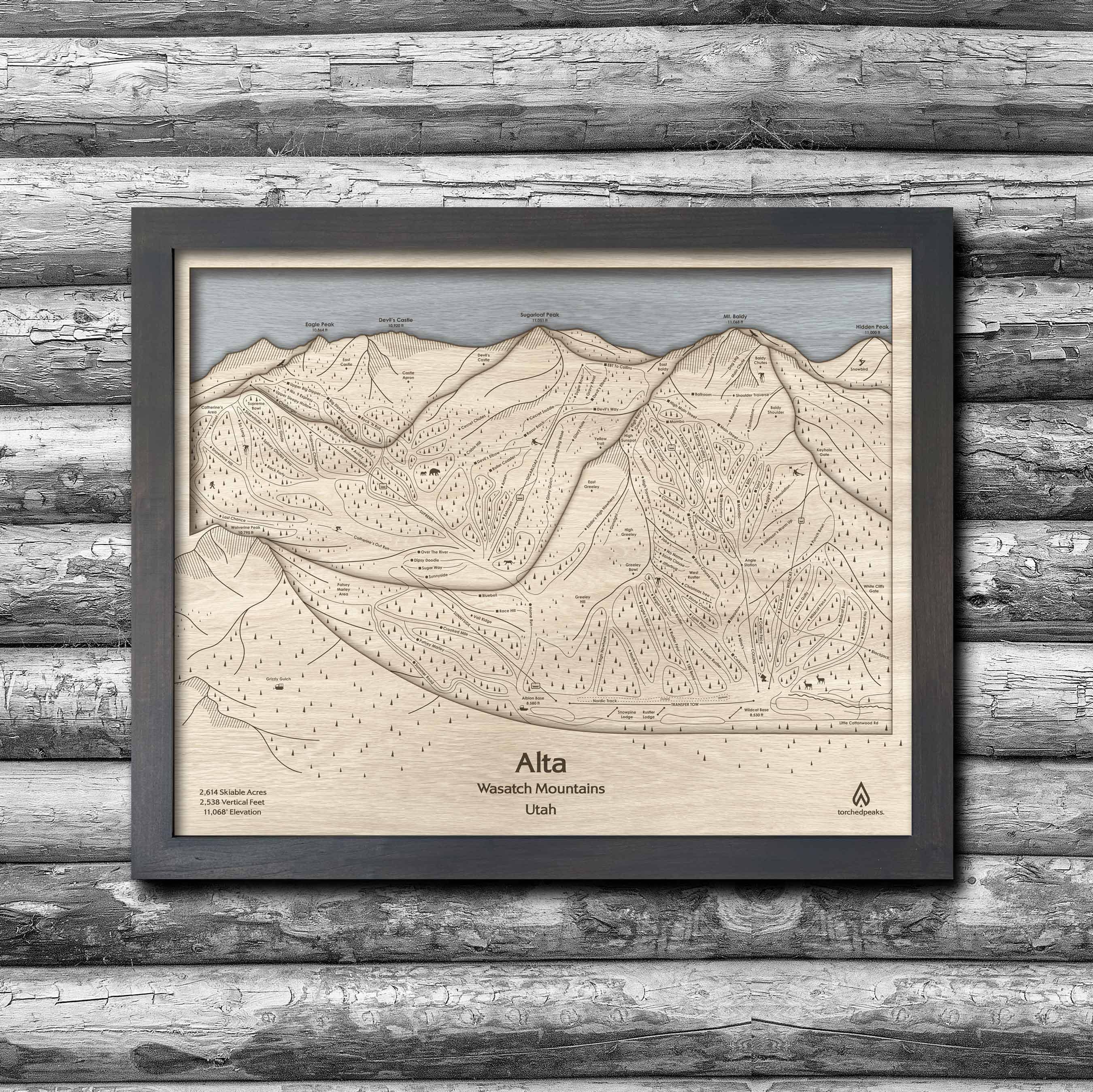 3D Alta, Utah Ski Trail Map Art Ski Slope Art, Wooden Ski Map Art ...