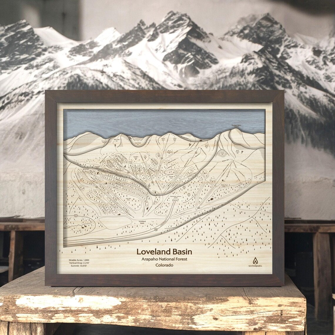 Loveland, Colorado Ski Resort Map Art | Wooden Ski Wall Art, Skiing ...