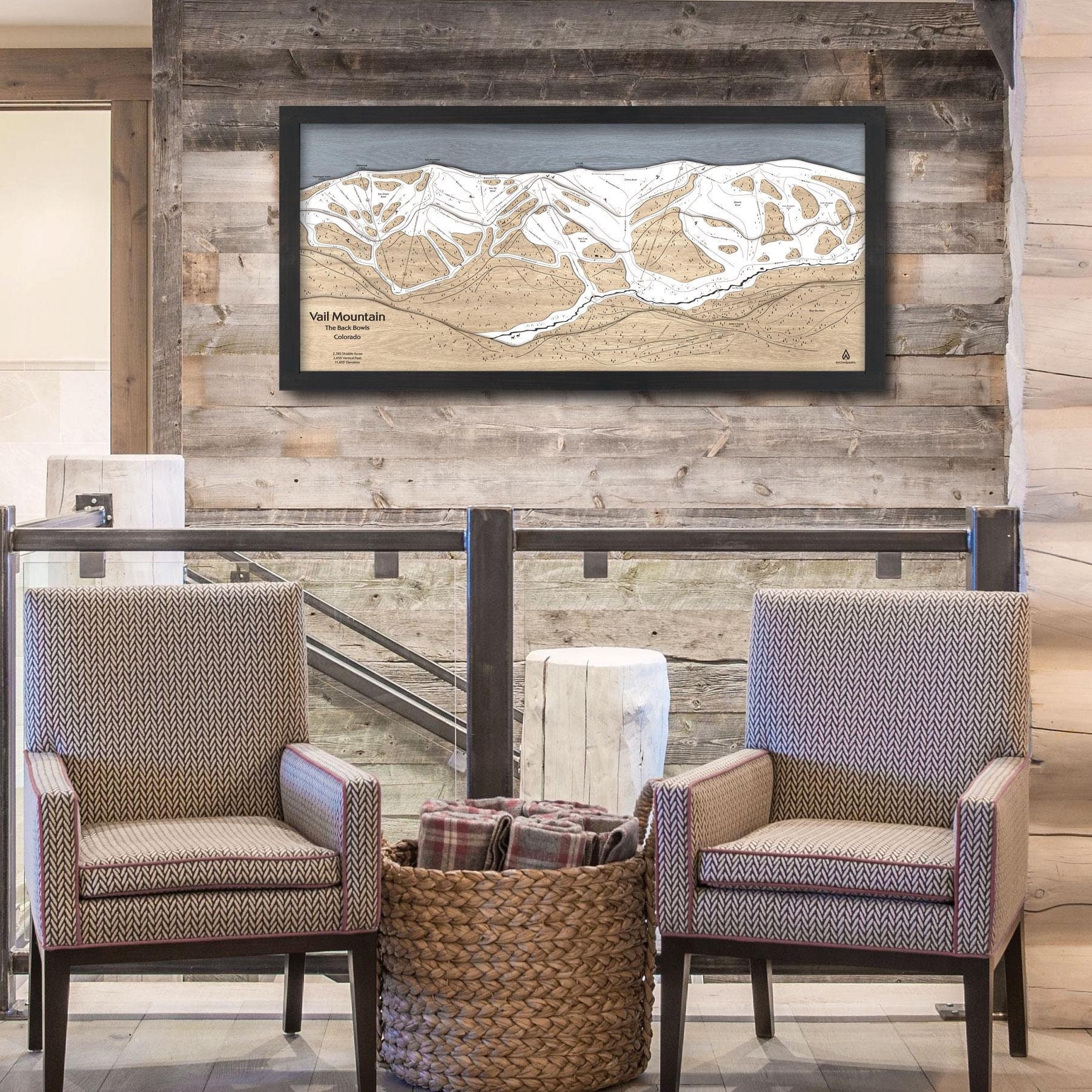 Vail Colorado (back Bowls) Ski Map Art | Wooden Vail Mountain Ski Trail ...