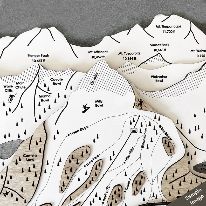 3D Grand Targhee, WY Ski Trail Map Art Wooden Ski Slope Art, Layered ...
