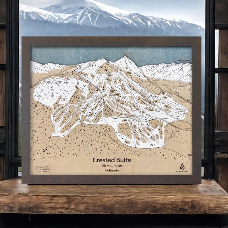 Crested Butte, CO Ski Trail Map | Wooden Crested Butte Map, Skiing Wall ...