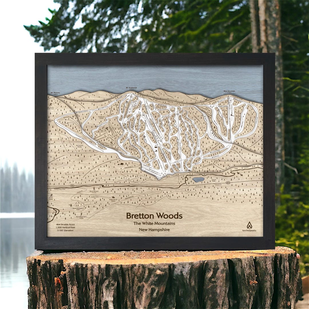 3D Bretton Woods, NH Ski Trail Map Art Wooden Ski Slopes Art, Layered ...