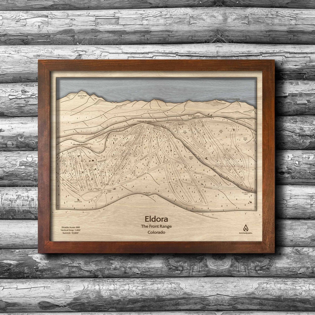 3D Eldora Mountain, CO Ski Trail Map Art Wooden Ski Resort Map, Layered ...