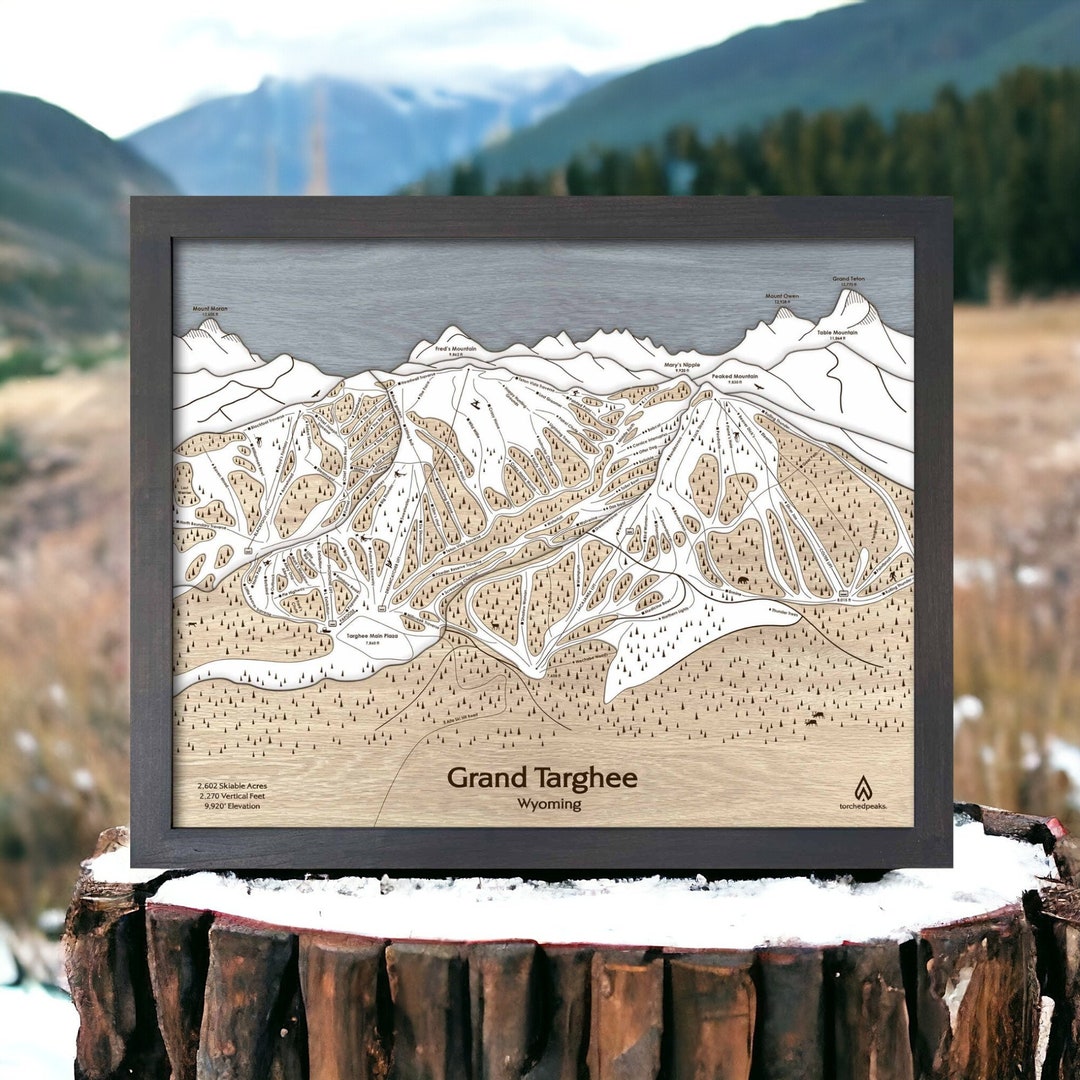 Grand Targhee, Wyoming Ski Trail Map Art | Wooden Ski Slope Art ...