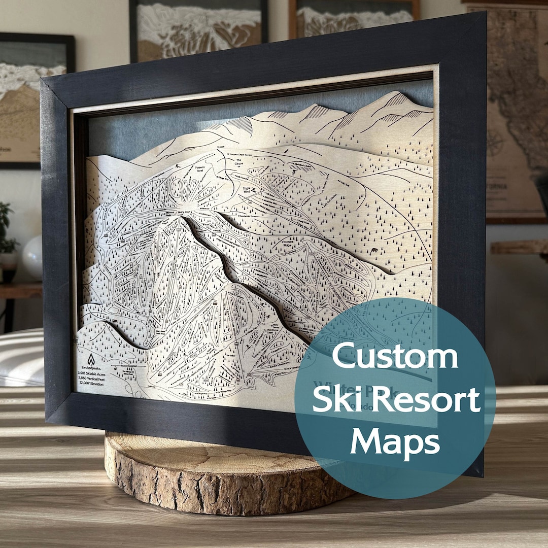 Custom Ski Trail Map - Premium Wood Ski Resort Wall Art, Unique Gift ...