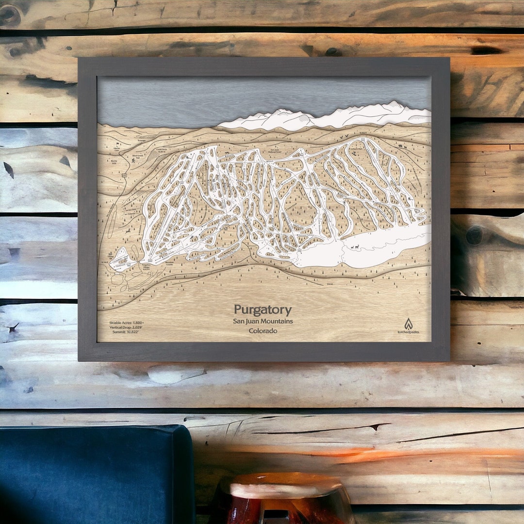 Purgatory Ski Resort, CO Ski Trail Map Art | Custom Wood Skiing Art ...