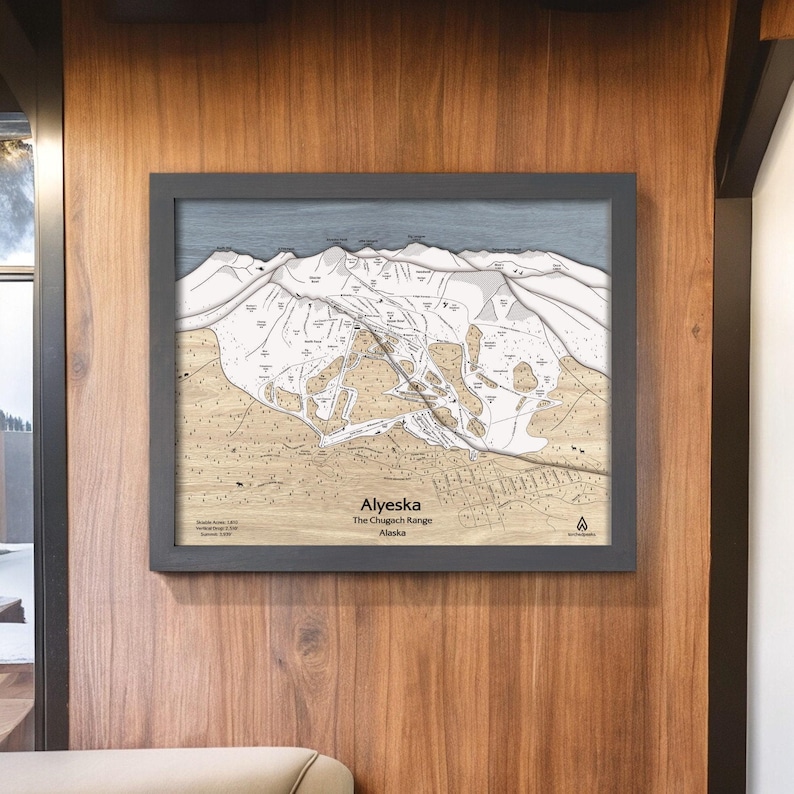 Ski Resort Map - Custom 3D Wood Trail Map - Etsy