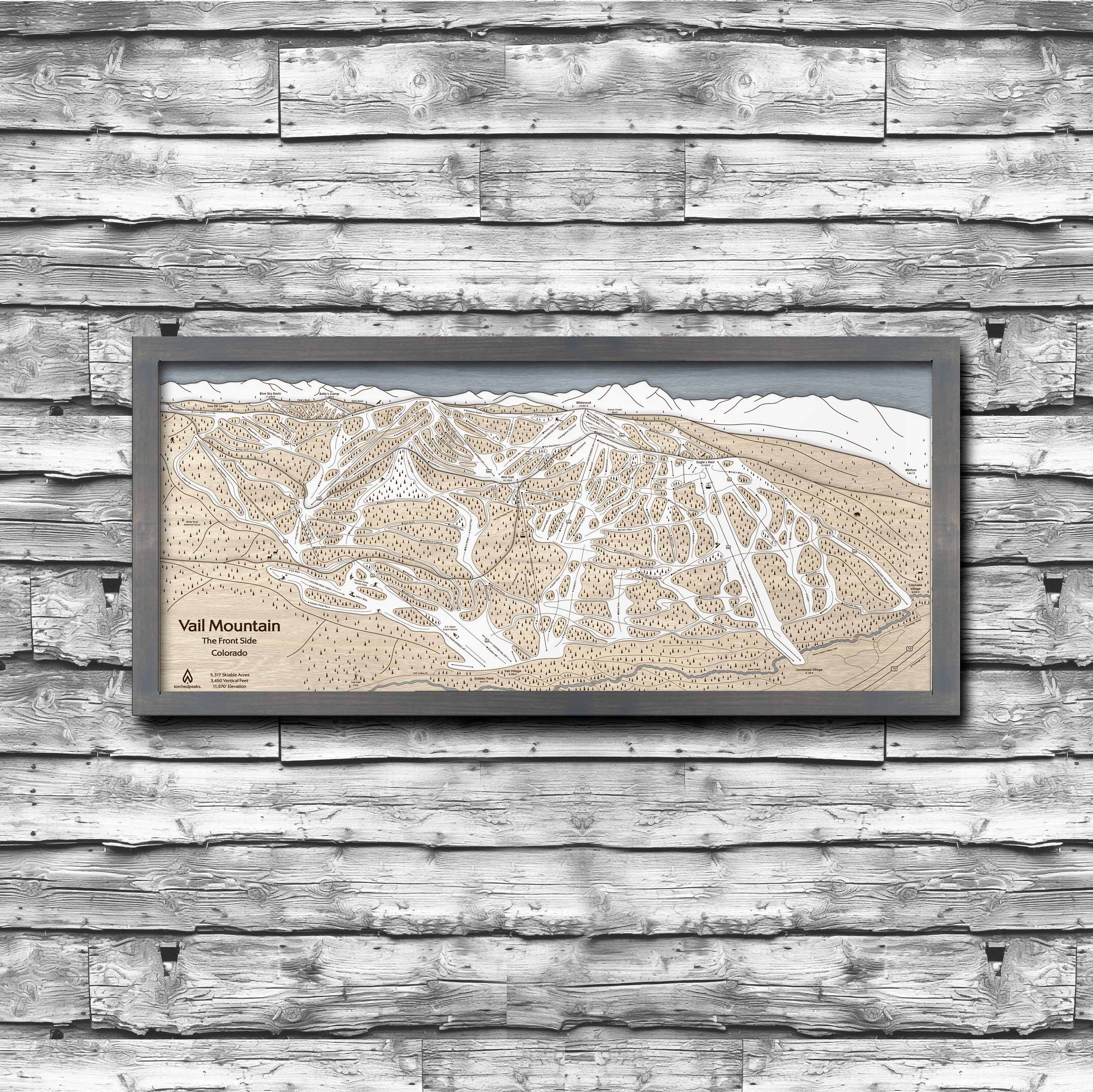 3D Vail, CO Ski Trail Map Art Wooden Vail Colorado Ski Slope Art ...