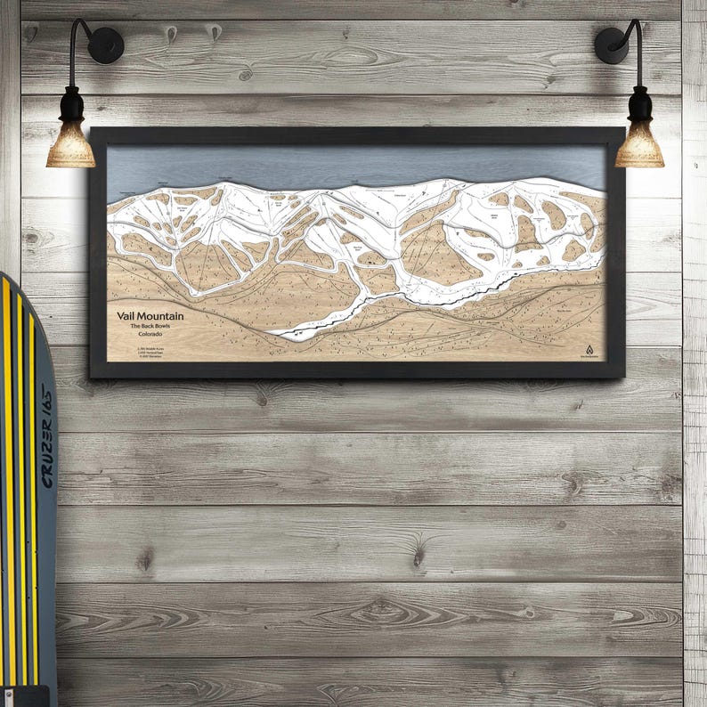 Vail Colorado (back Bowls) Ski Map Art | Wooden Vail Mountain Ski Trail ...