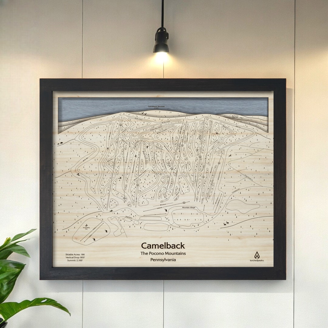 Camelback Mountain, Pennsylvania Ski Resort Map Art | Wooden Ski Trail ...