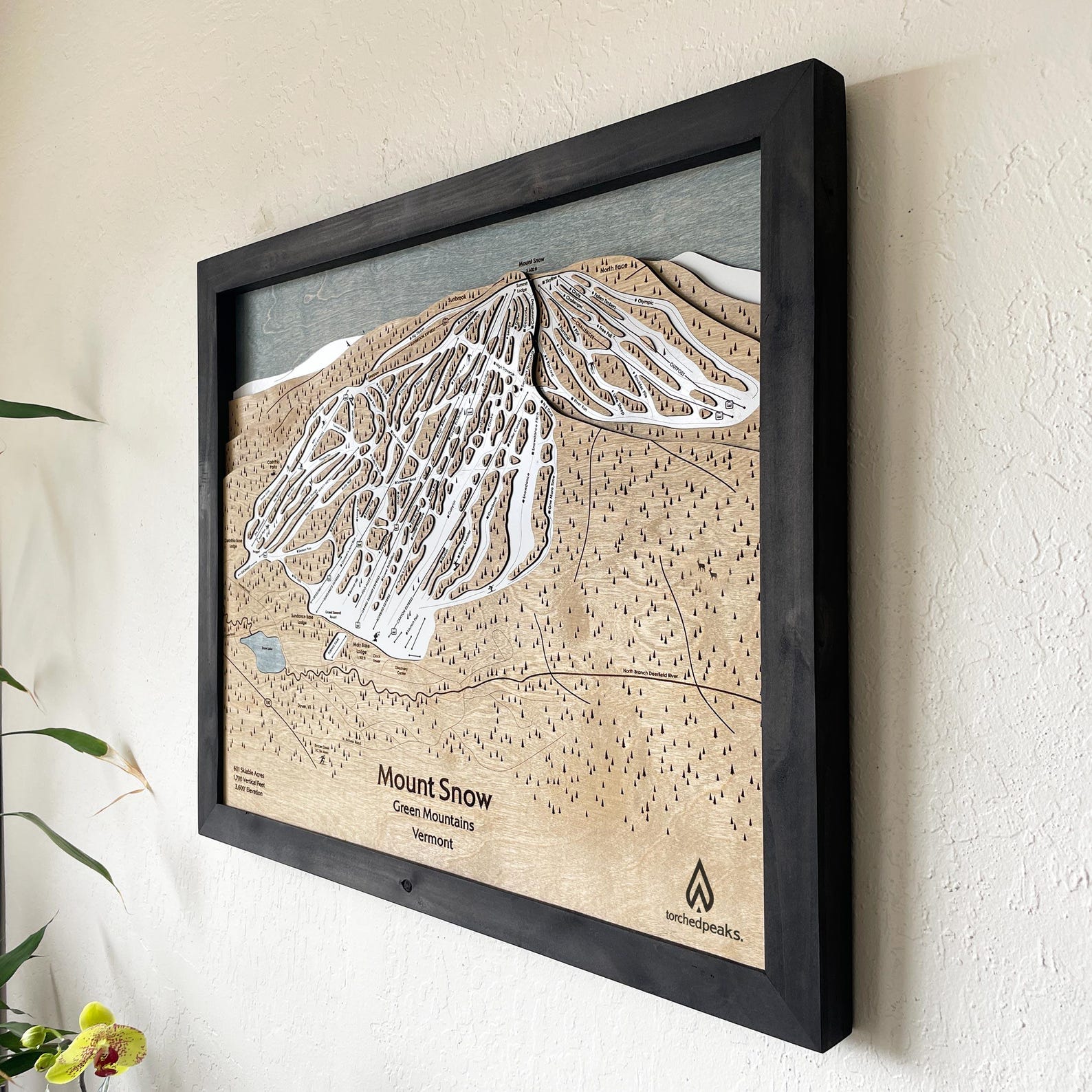 3D Mount Snow, VT Ski Trail Map Art Custom Wood Ski Map, Ski Decor, Ski ...