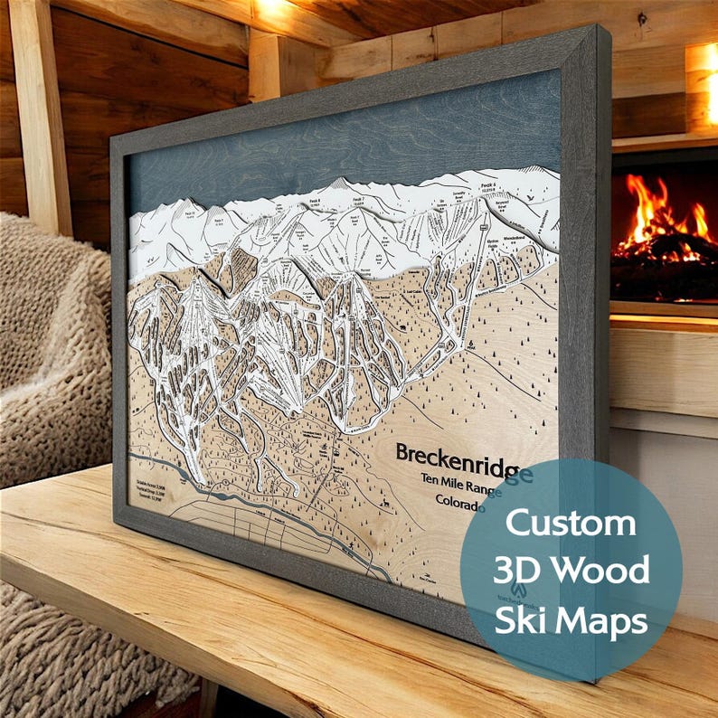 Ski Resort Map - Custom 3D Wood Trail Map - Etsy