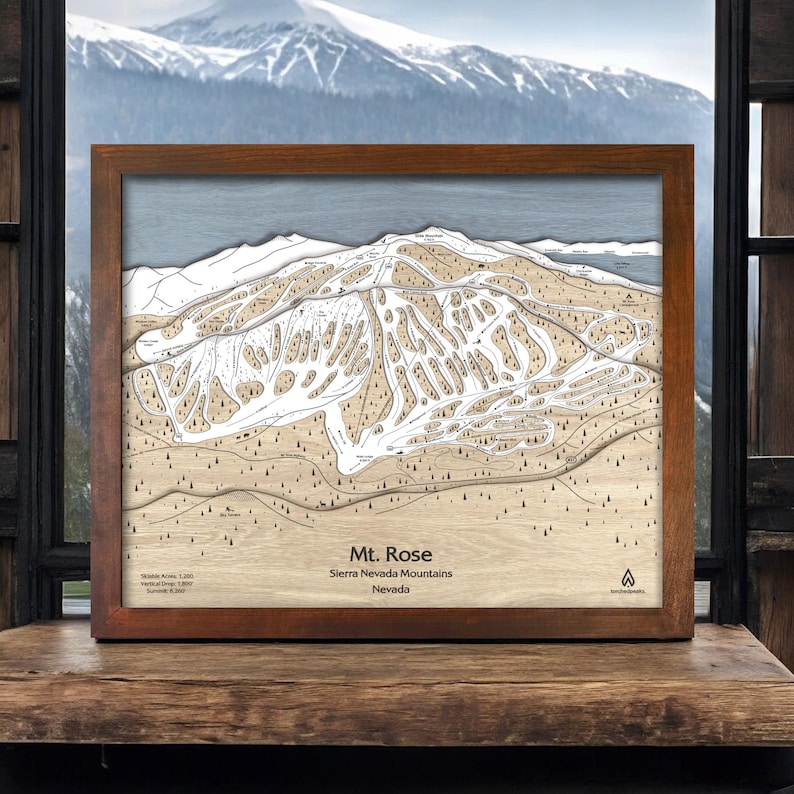 3D Mt Rose, NV Ski Resort Trail Map Custom Ski Map, Ski Slope Map Art ...