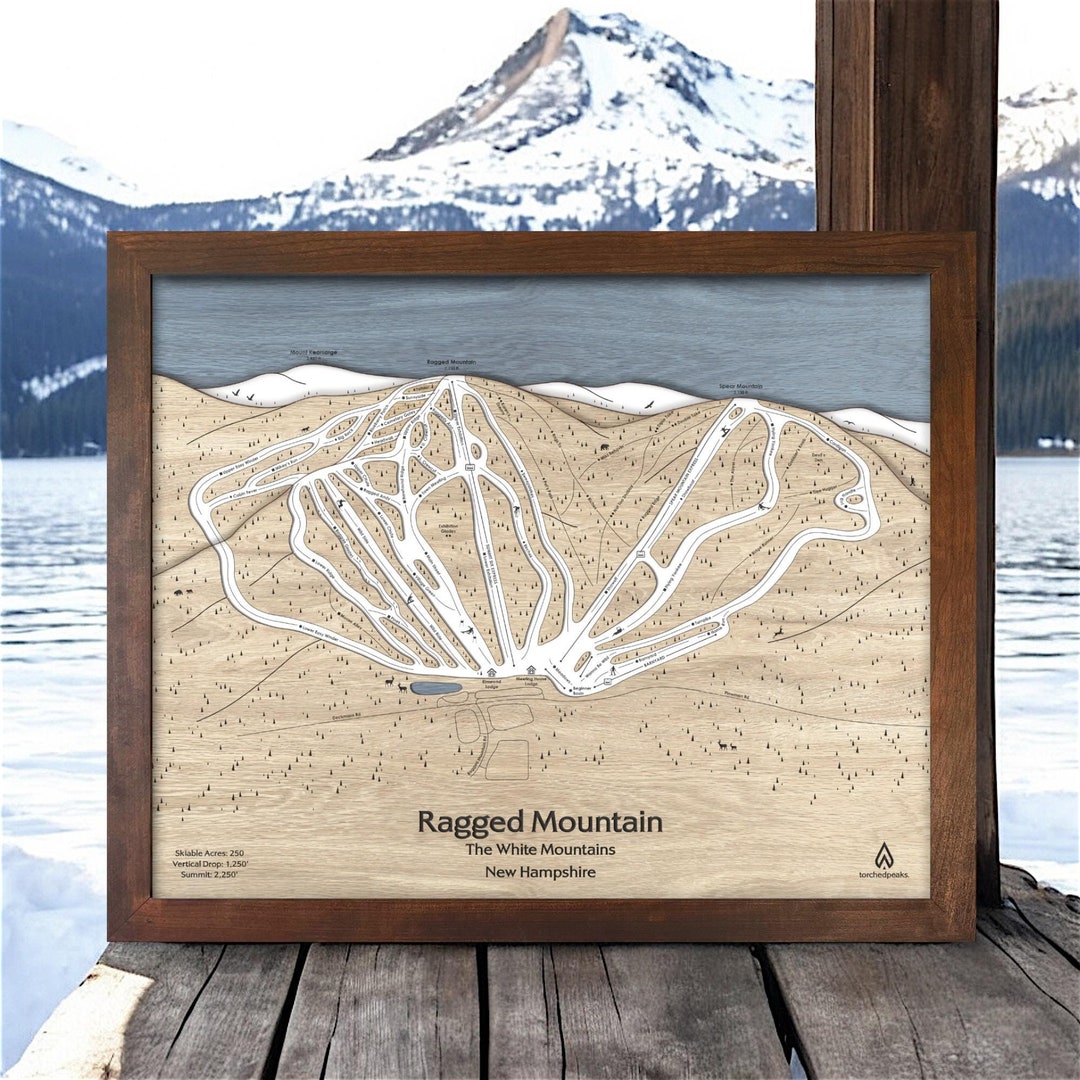 Ragged Mountain Ski Trail Map | Custom Wood Ski Map, Ski Decor, Ski ...