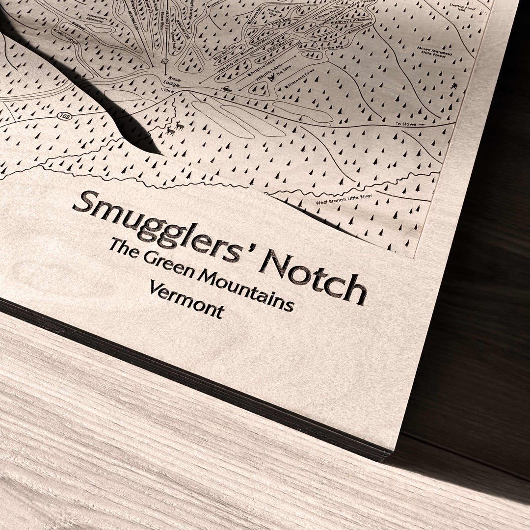 3D Smugglers' Notch Ski Trail Map Wooden Smugglers' Notch Vermont Ski ...