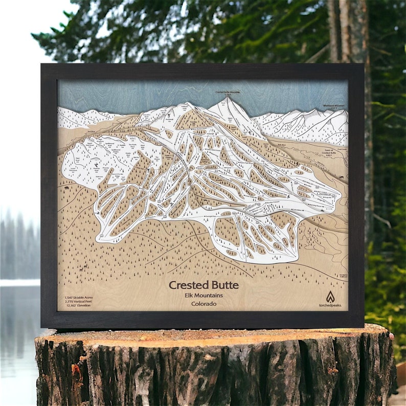 Crested Butte, CO Ski Trail Map | Wooden Crested Butte Map, Skiing Wall ...