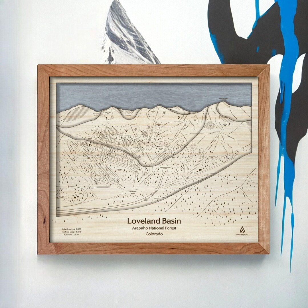 Loveland, Colorado Ski Resort Map Art | Wooden Ski Wall Art, Skiing ...