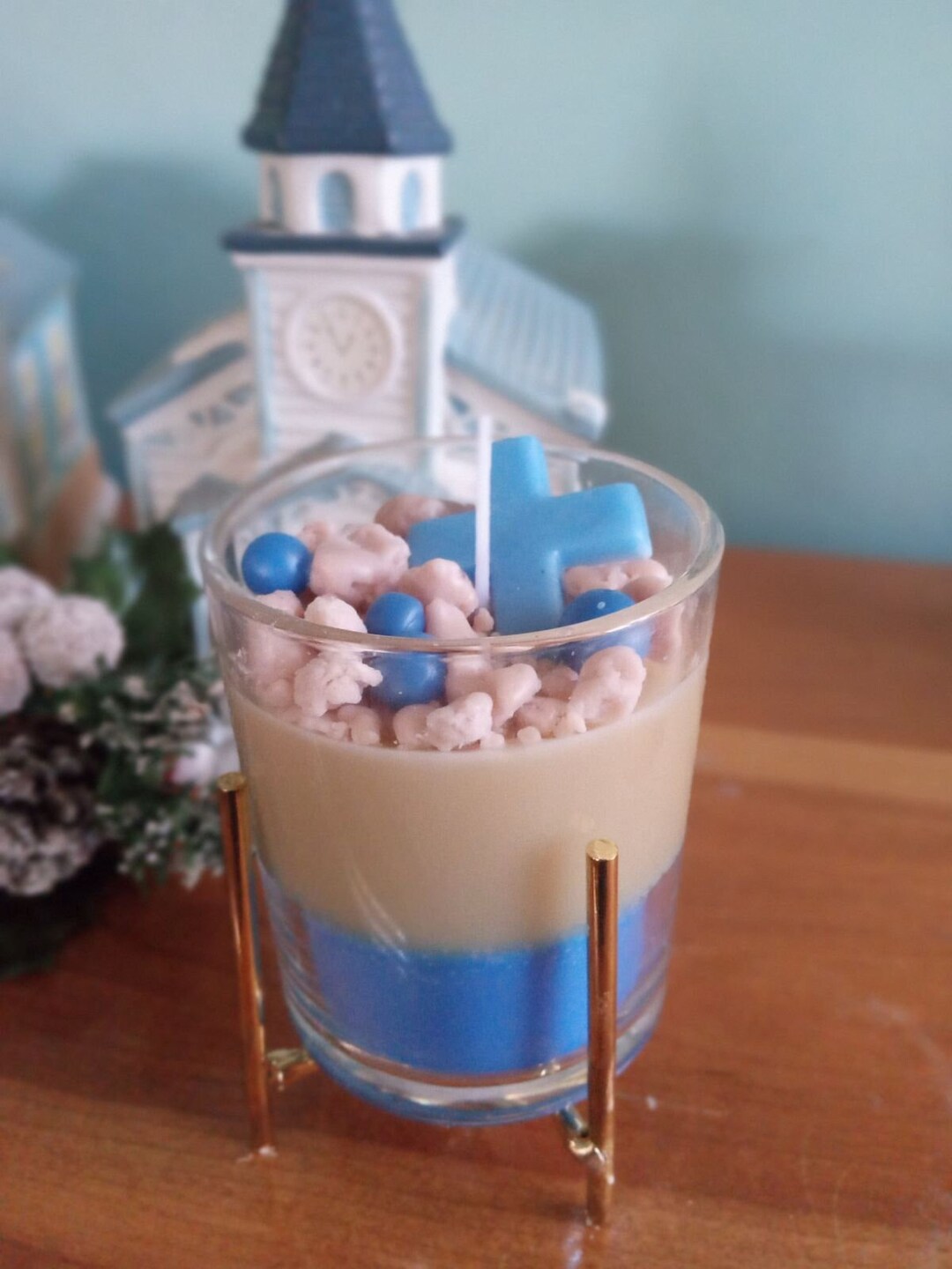 Small Hand Crafted Cross Candles With Stand/christ/sugar - Etsy