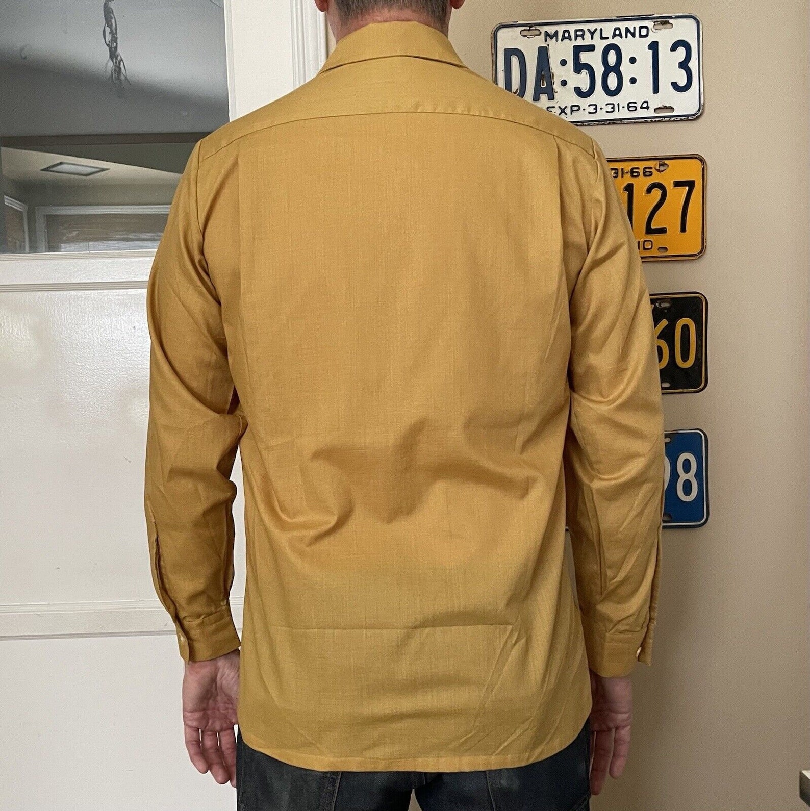Vintage Donegal 14 Small Button Down Shirt 1960s Loop Collar Gold ...
