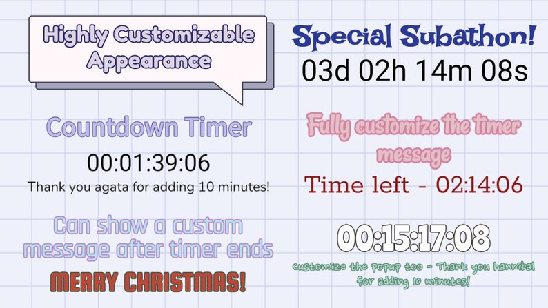 Countdown Timer Widget for Subathon Donothon | Fully Customizable ...