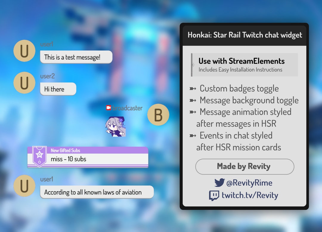 Chat Widget for Twitch | Honkai: Star Rail Themed Chat + Alerts ...