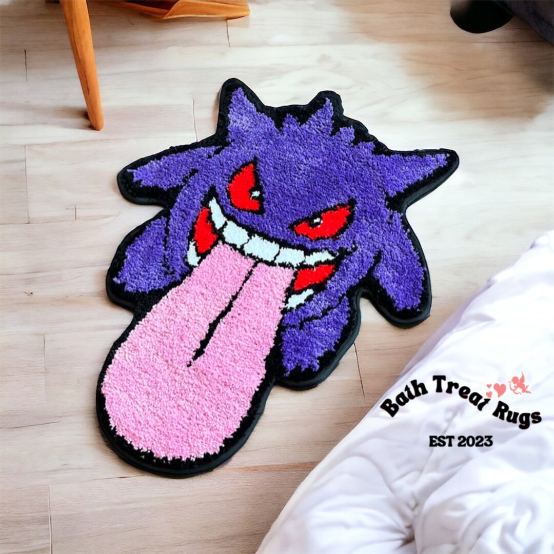 Gengar Tongue Tufted Rug, Pokemon Inspired Rug, Gengar, Tufted Rug ...