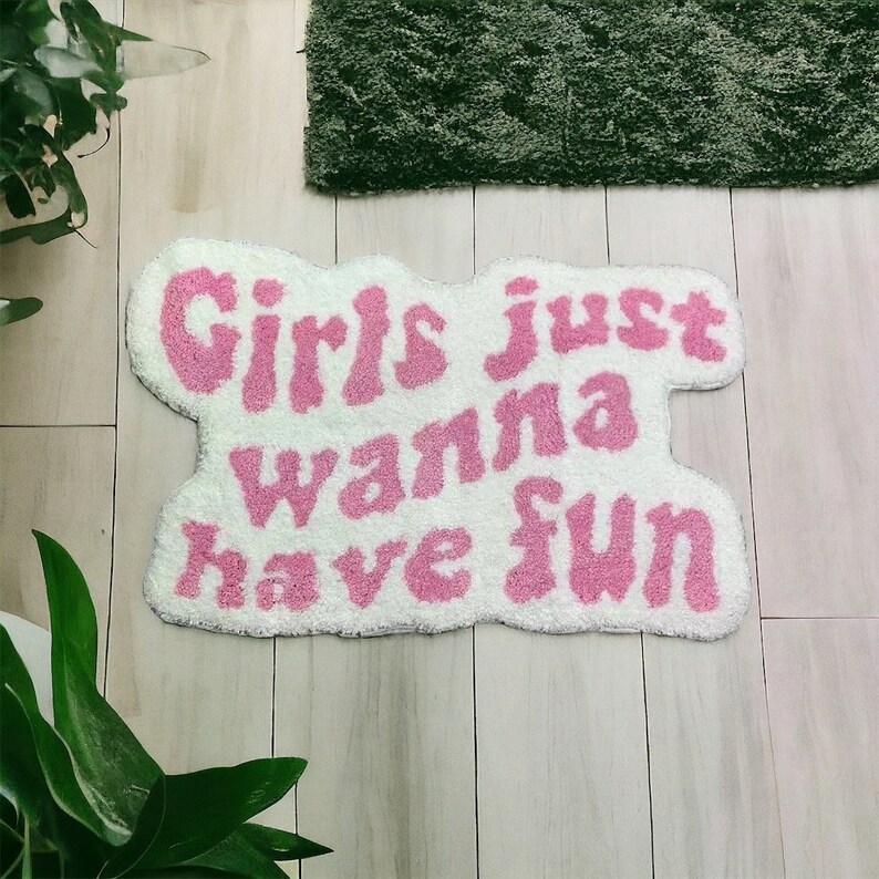 Girls Just Wanna Have Fun Tufted Rug, Tufted Rug, Home Decor, Handmade ...