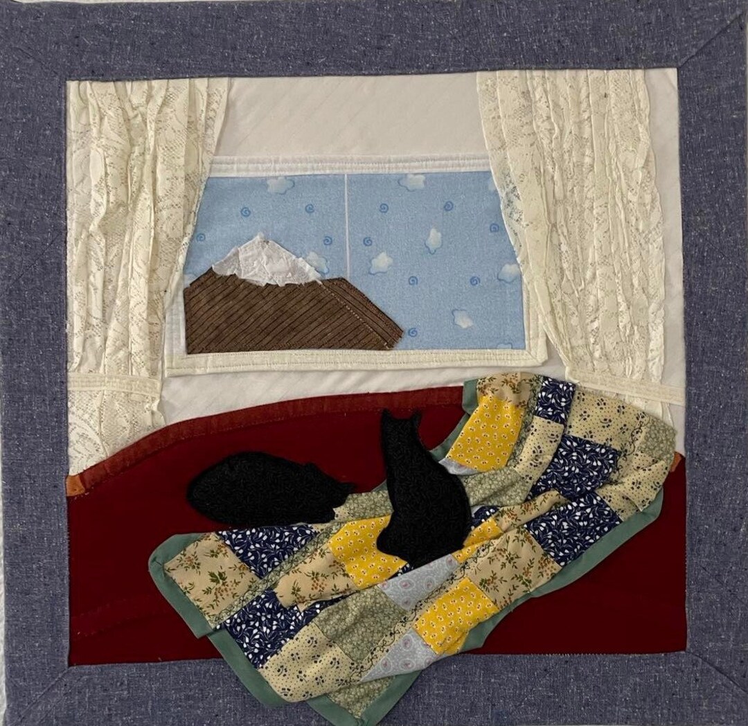 Cats on a Quilt, Black Cat, Fabric Art, Wall Art - Etsy