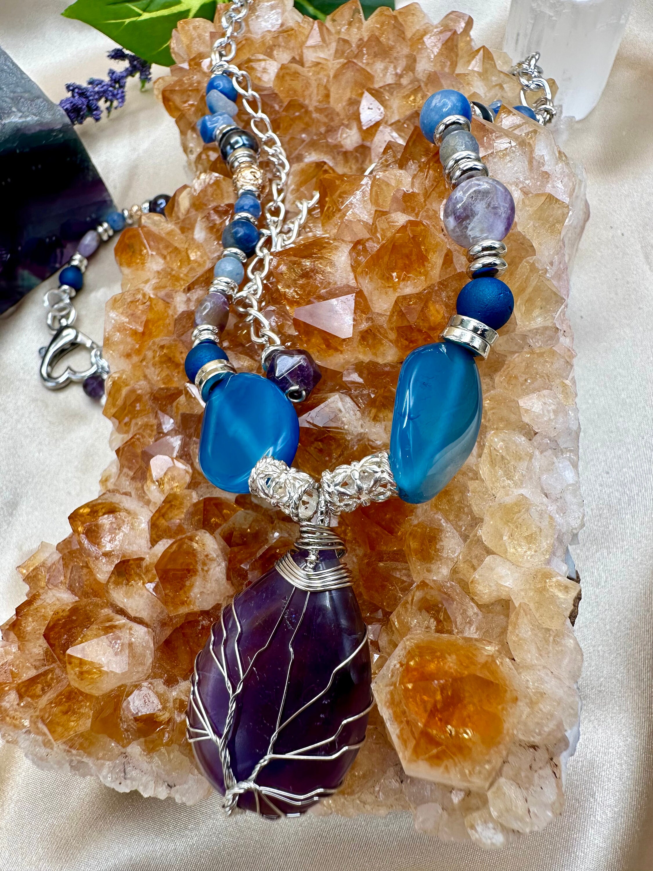 Crystal Quartz Handmade Jewelry Amethyst Necklace Bracelet for Her ...
